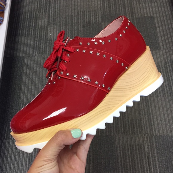 Shoes | Red Studded Platform Sneaker | Poshmark